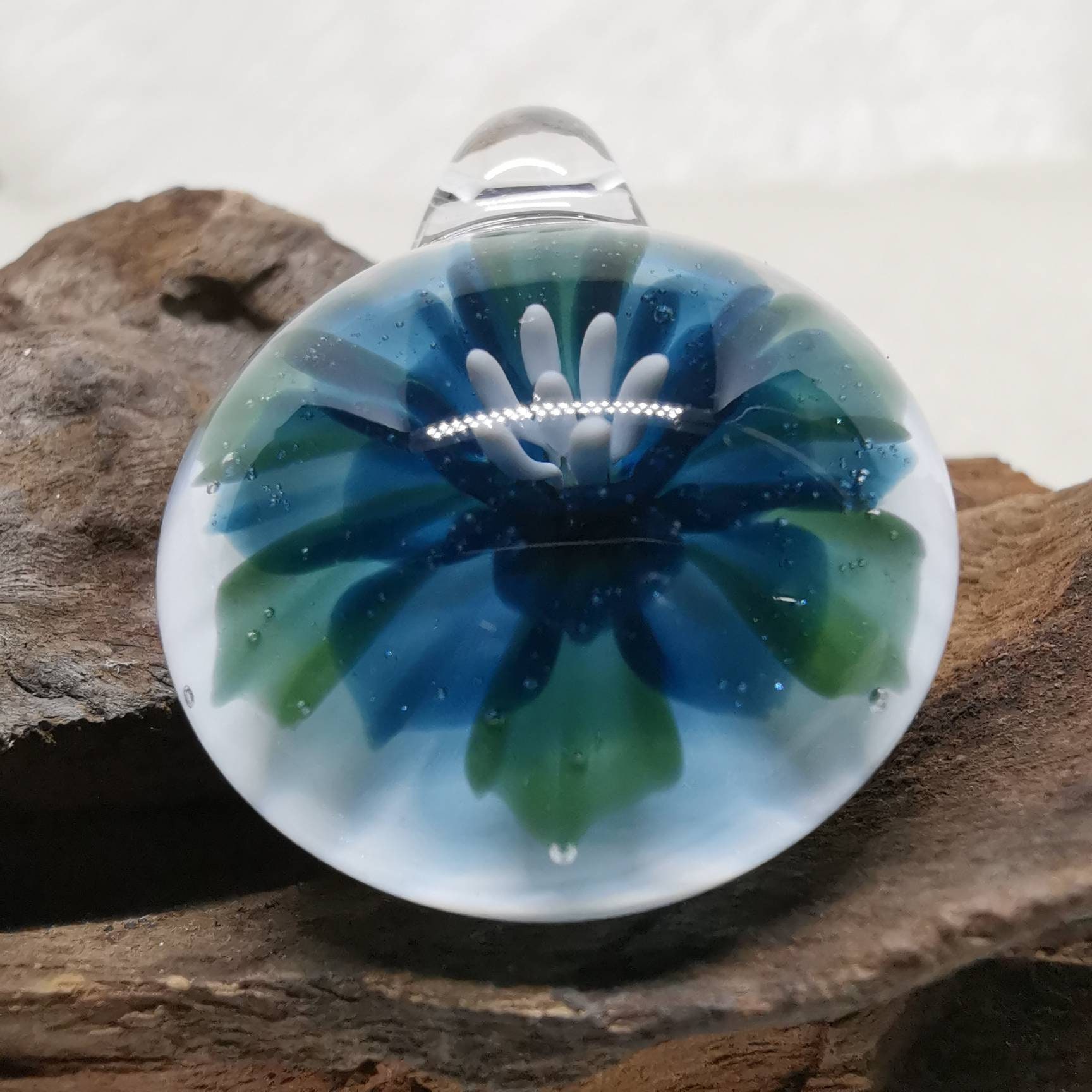 Flower Blown Glass Pendant | Etsy