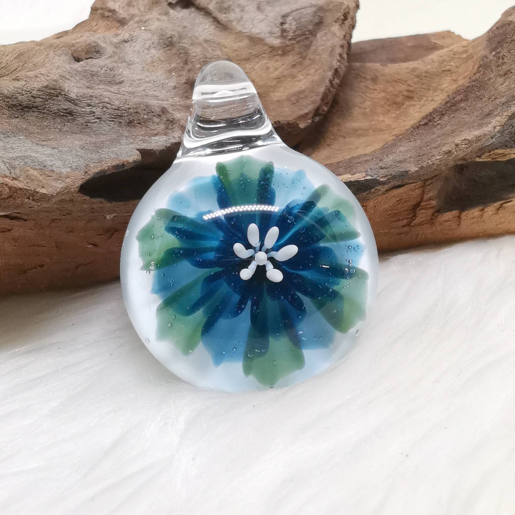 Flower Blown Glass Pendant | Etsy