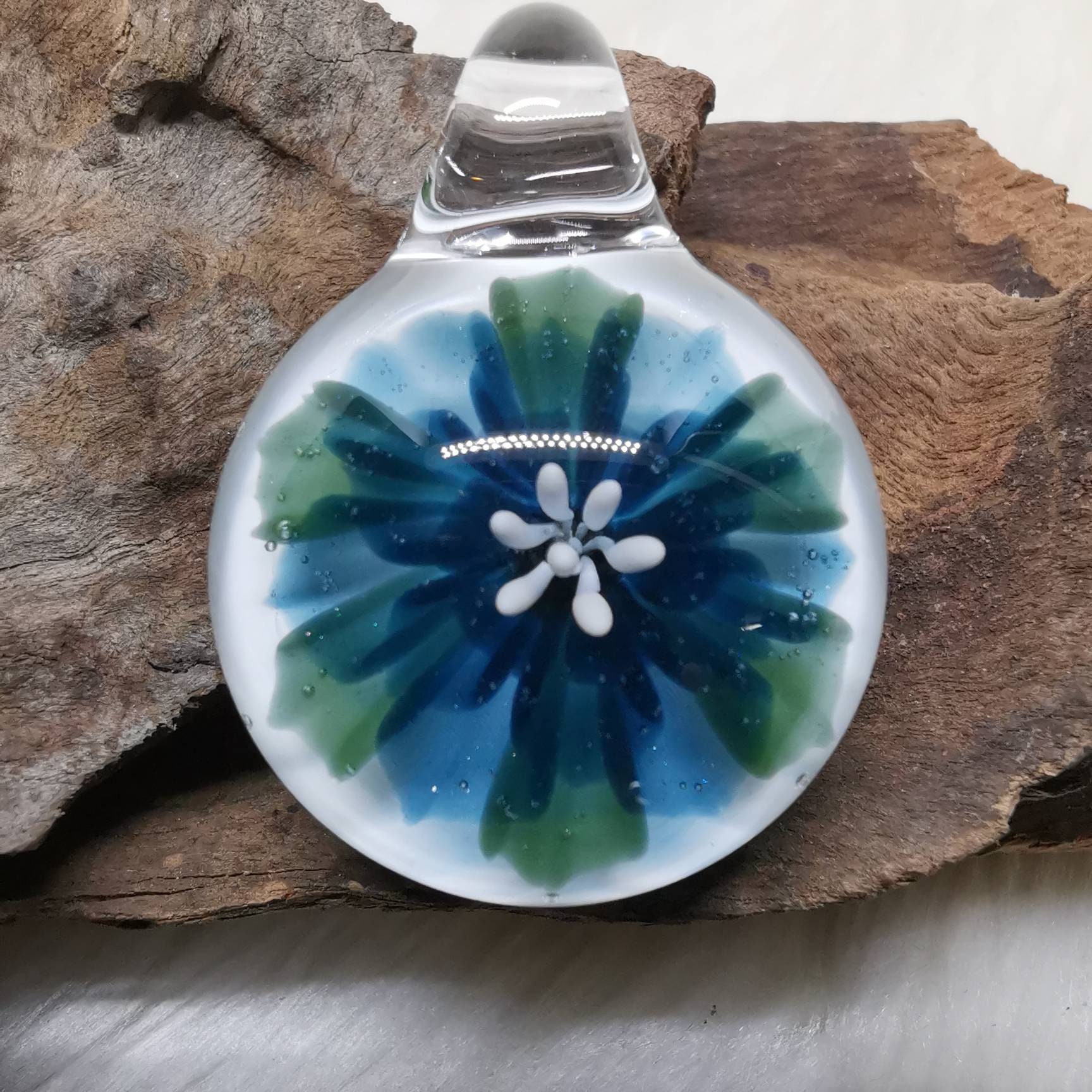 Flower Blown Glass Pendant - Etsy