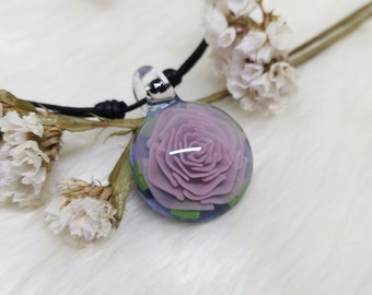 Glass Rose Pendant | Etsy