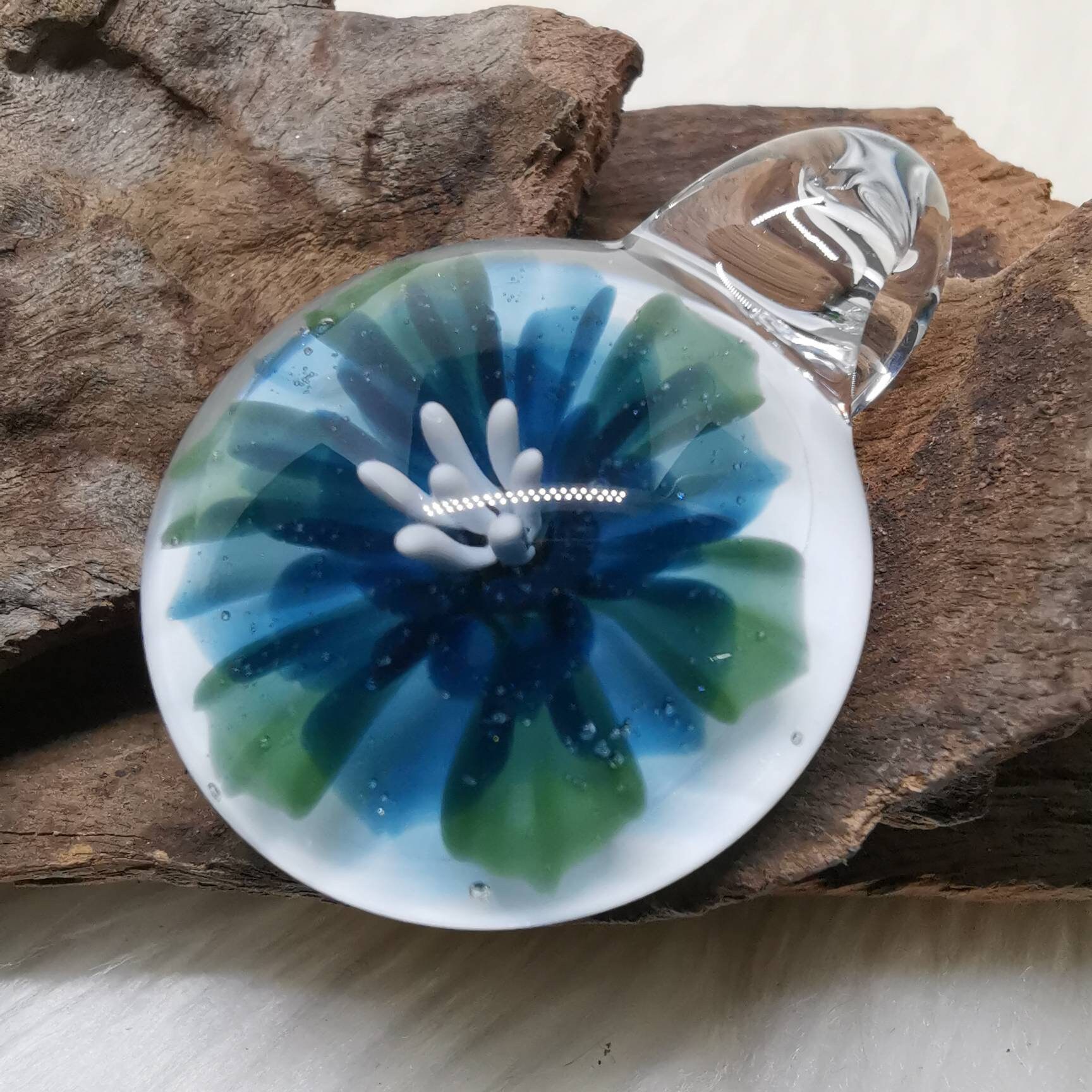 Flower Blown Glass Pendant | Etsy