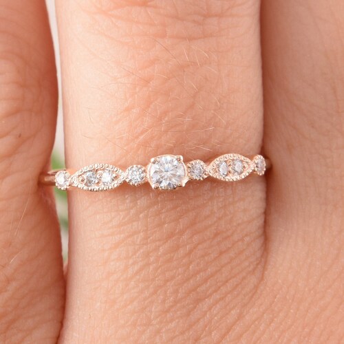 Dainty Diamond Promise Ring for Her Small Diamond Ring - Etsy