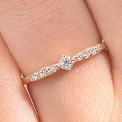 Dainty Diamond Promise Ring for Her Small Diamond Ring - Etsy