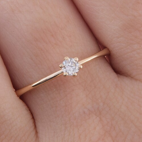 Promise Ring for Her Small Diamond Ring Dainty Promise Ring - Etsy