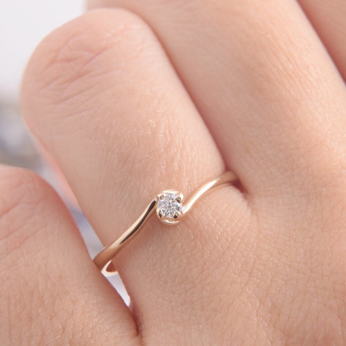 Dainty Diamond Promise Ring for Her Small Diamond Ring - Etsy