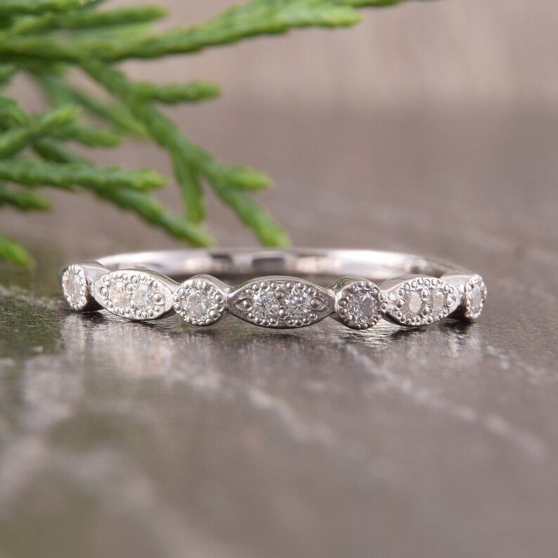 Half Eternity Diamond Ring, Diamond Wedding Band, Women Wedding Band ...