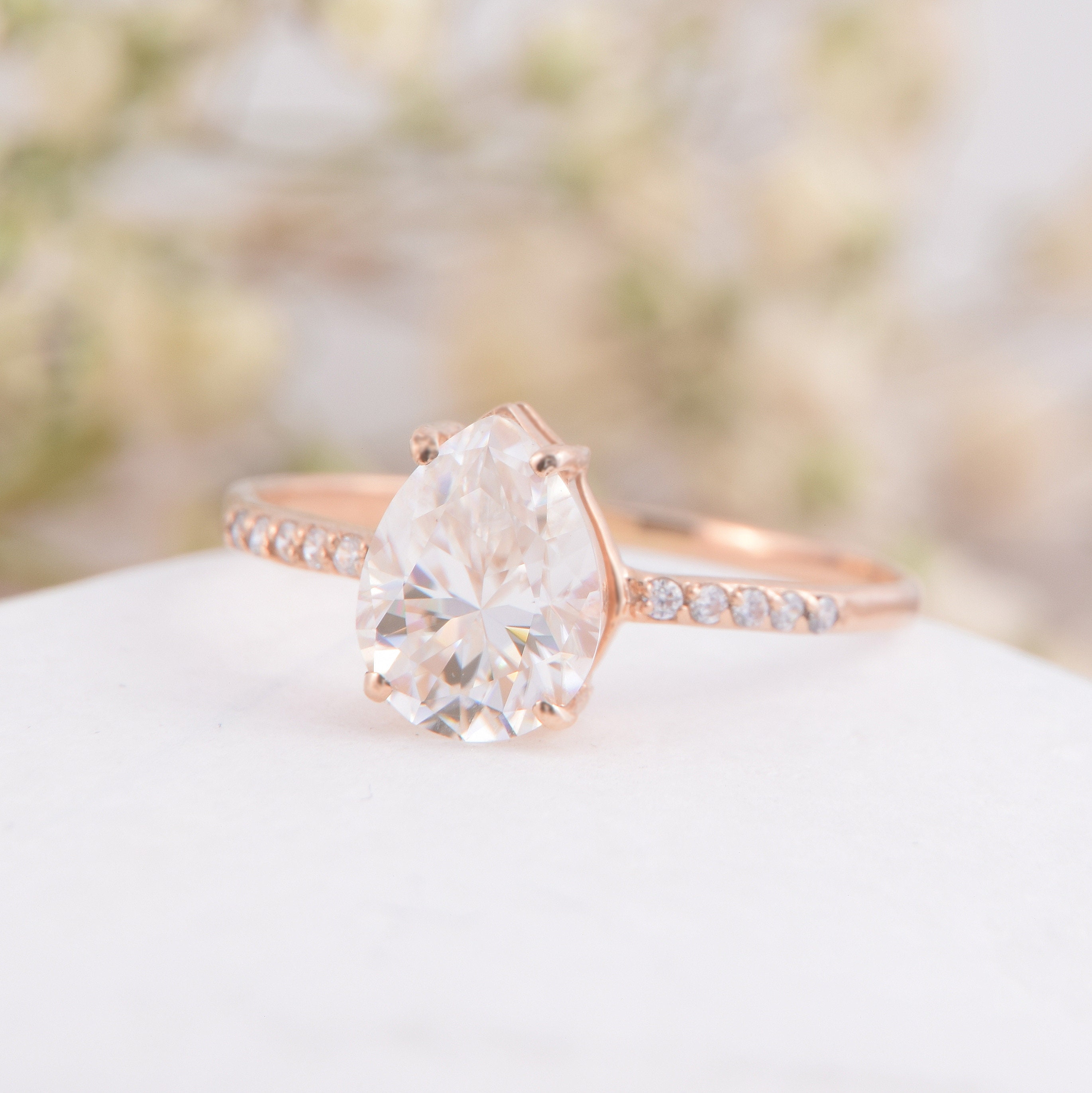 Antique style 14k rose gold victorian 1ct moissanite | Etsy