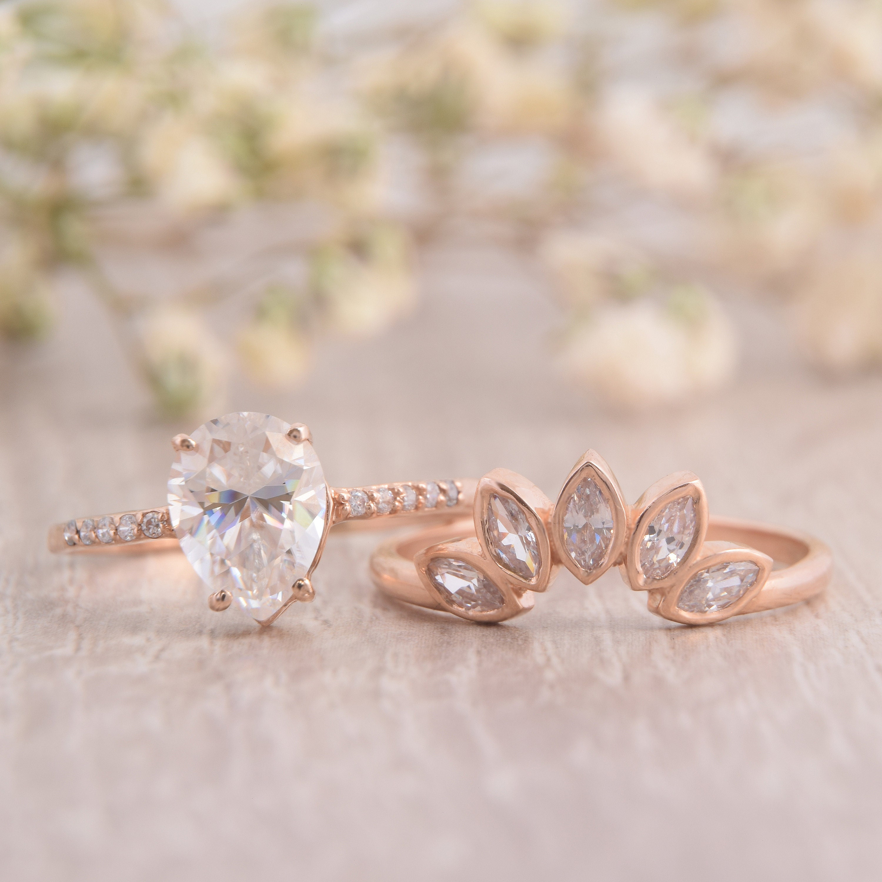 Antique Style 14k Rose Gold Victorian 1ct Moissanite Engagement Rings ...