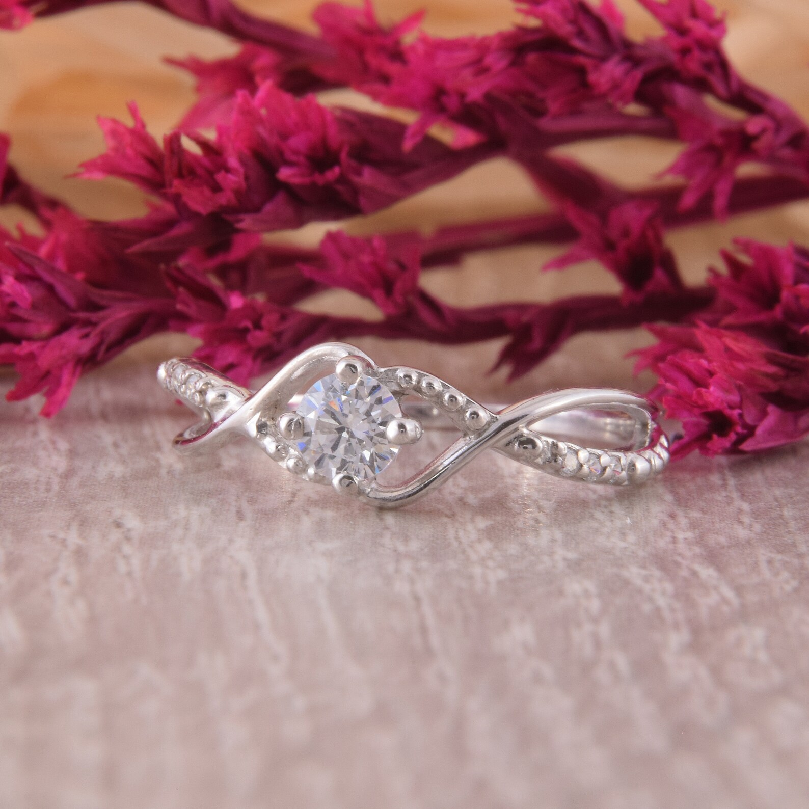 Womens diamond twisted engagement ring Art deco engagement | Etsy