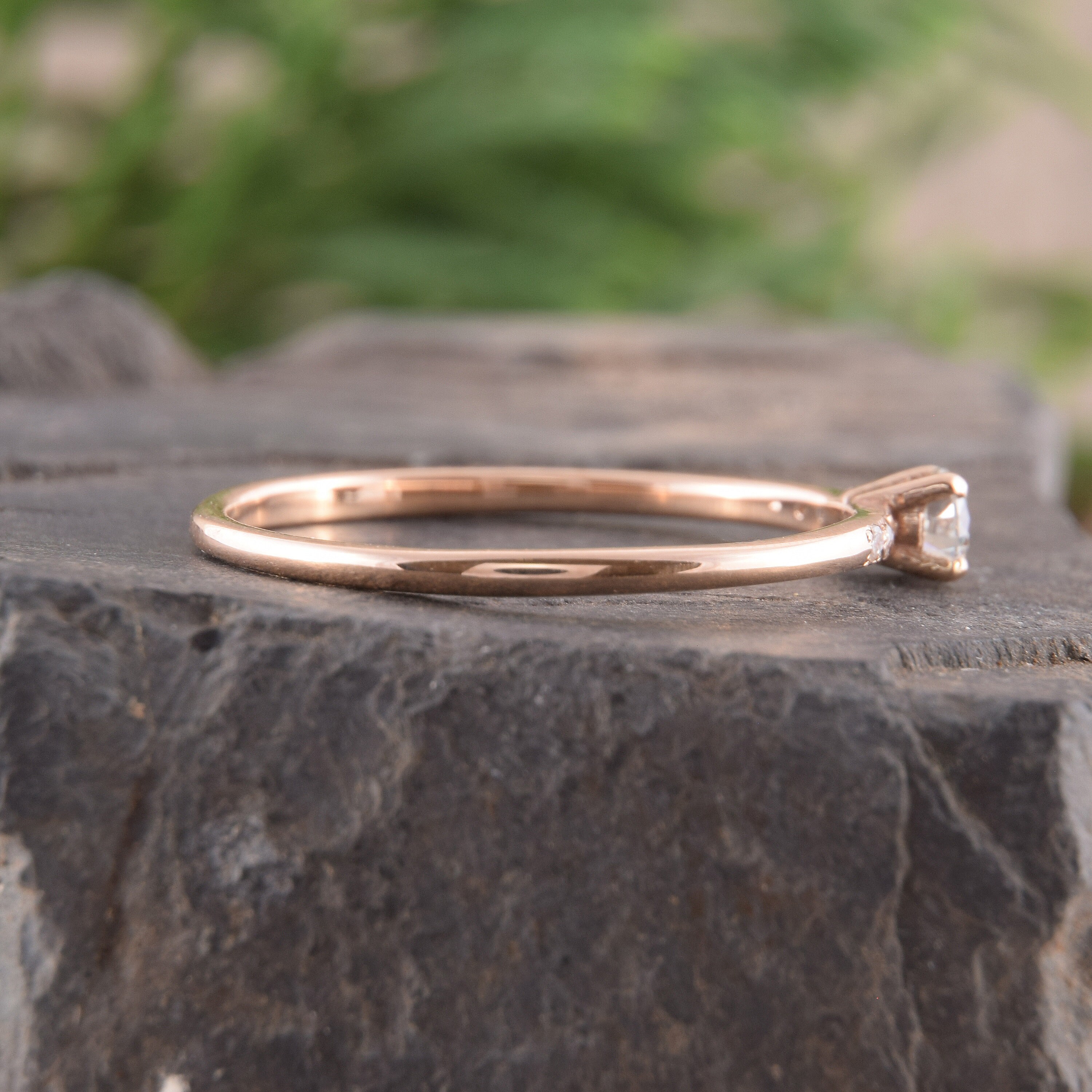 Rose Gold Diamond Engagement Ring Small Diamond Ring Promise | Etsy