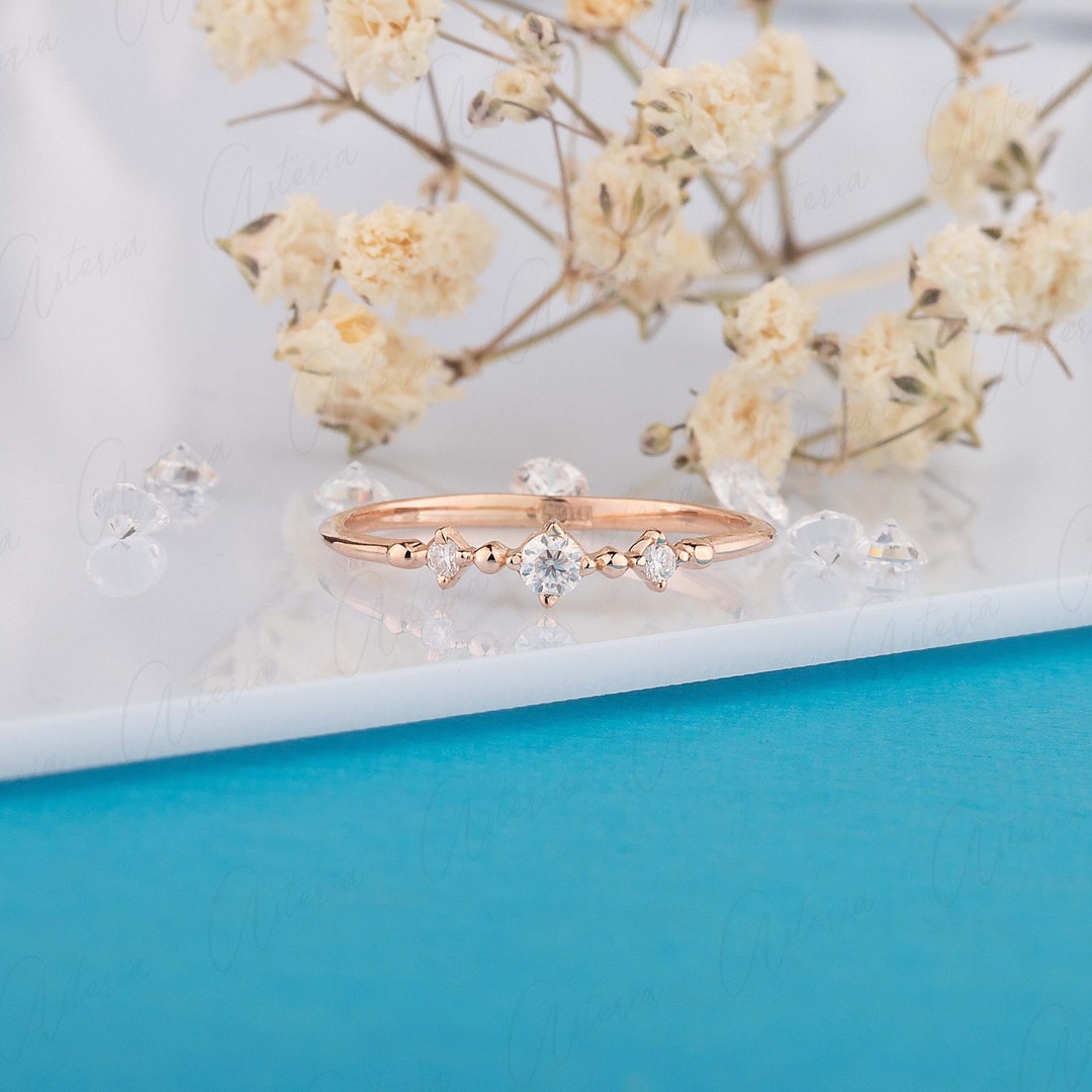 Small Diamond Ring, Promise Ring for Her, Three Stone Ring, Women's ...