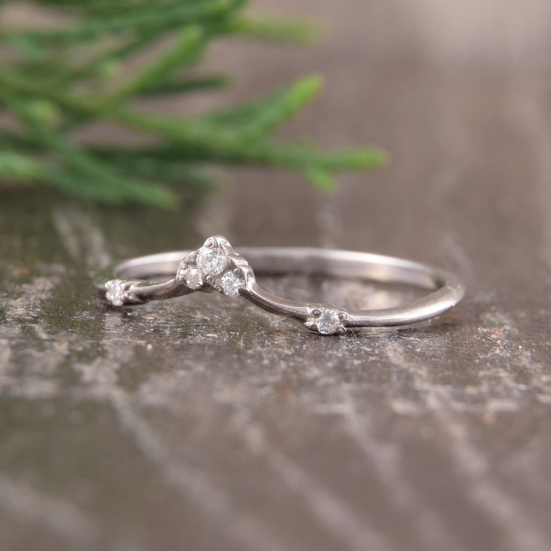 White Gold Curved Diamond Wedding Band Curved Wedding Band - Etsy