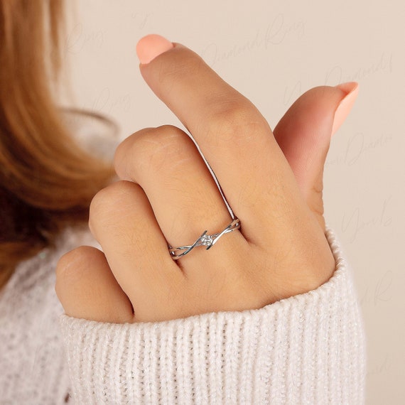 Womens Diamond Ring Simple Diamond Ring Dainty Diamond | Etsy