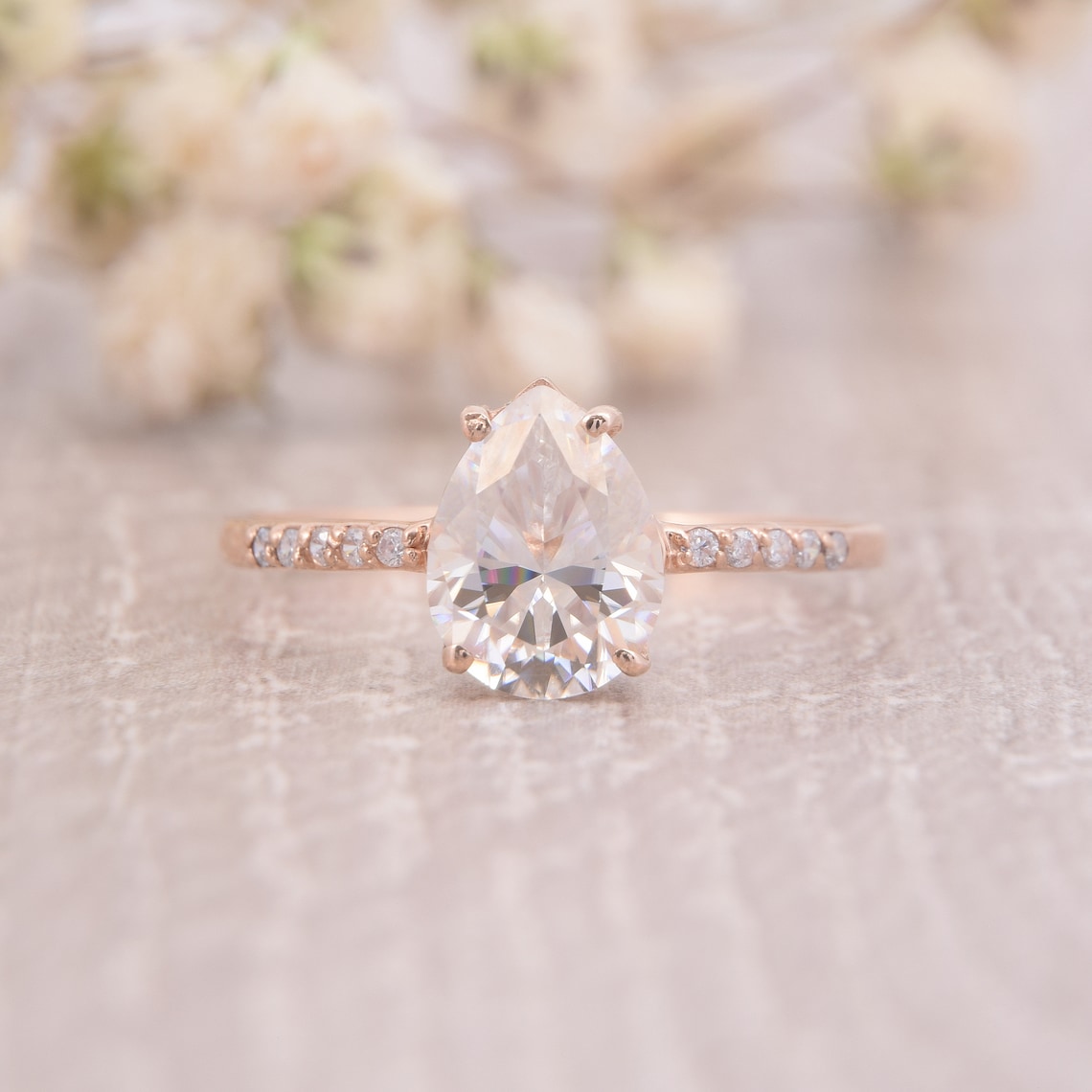 Antique Style 14k Rose Gold Victorian 1ct Moissanite - Etsy