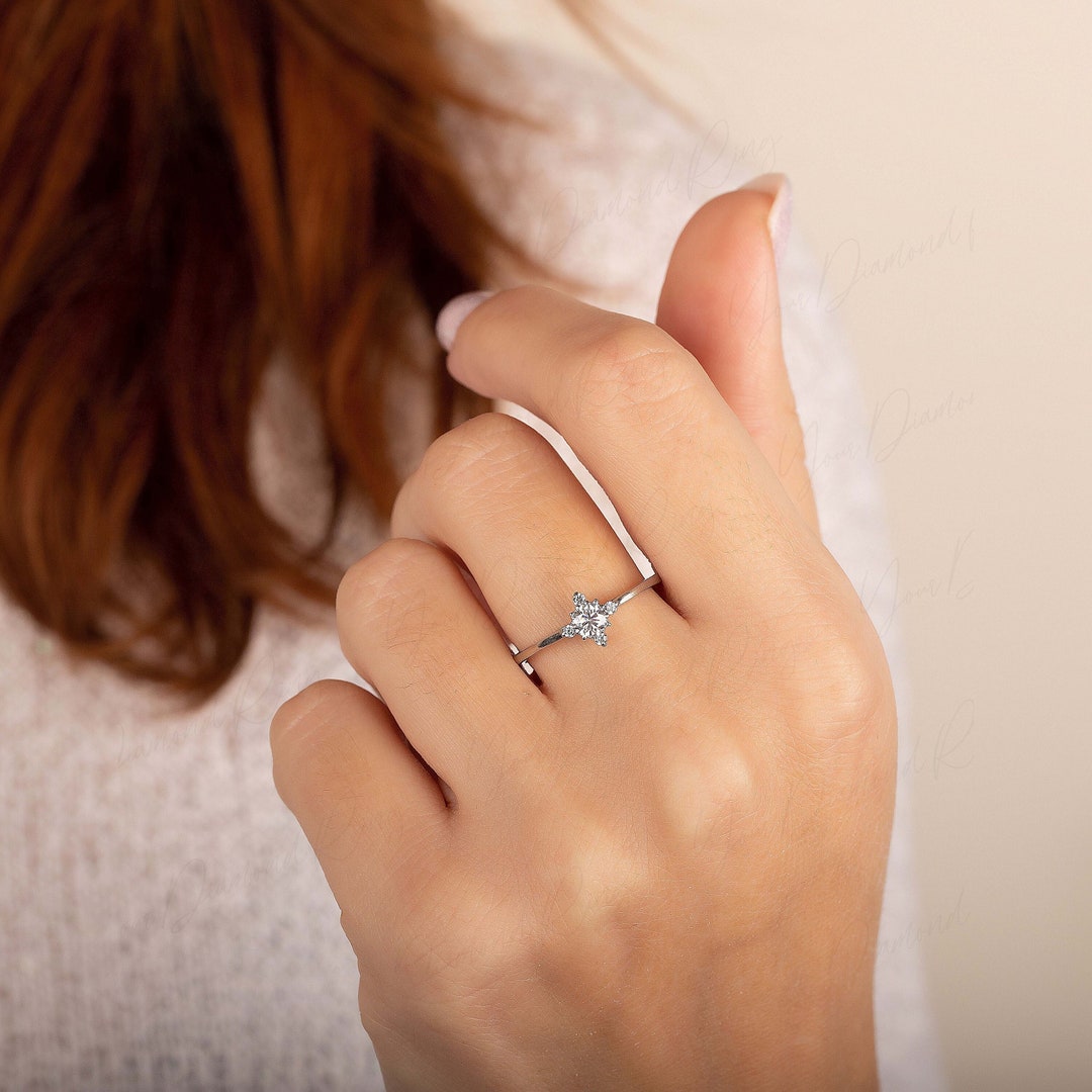 Small & Dainty 14k White Gold Diamond Womens Promise Ring, Antique ...