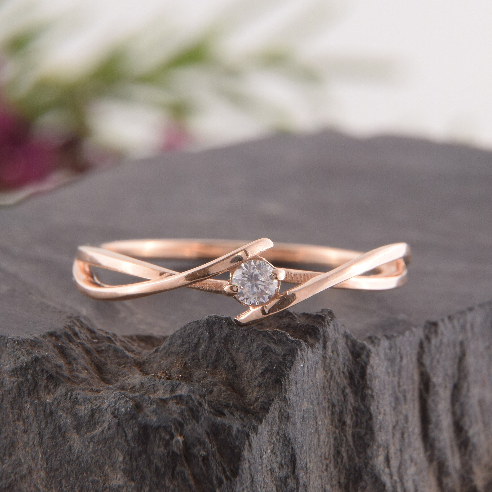 Dainty Diamond Promise Ring for Her Small Diamond Ring | Etsy