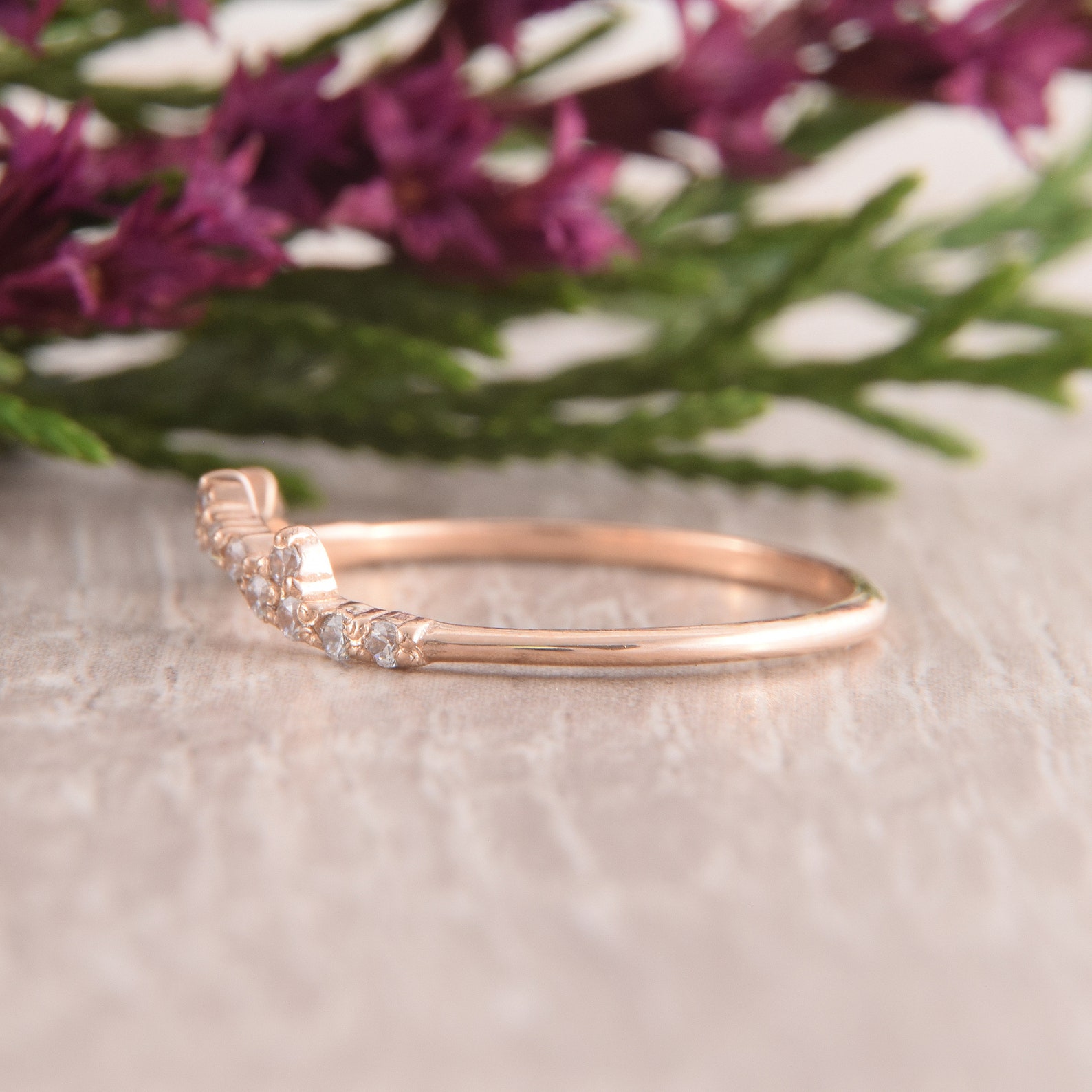 Minimalist Wedding Band Diamond Wedding Band Womens Wedding | Etsy