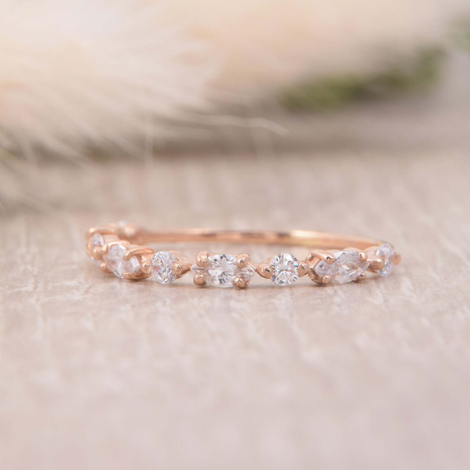 Small & delicate minimalist 14k rose gold natural white | Etsy