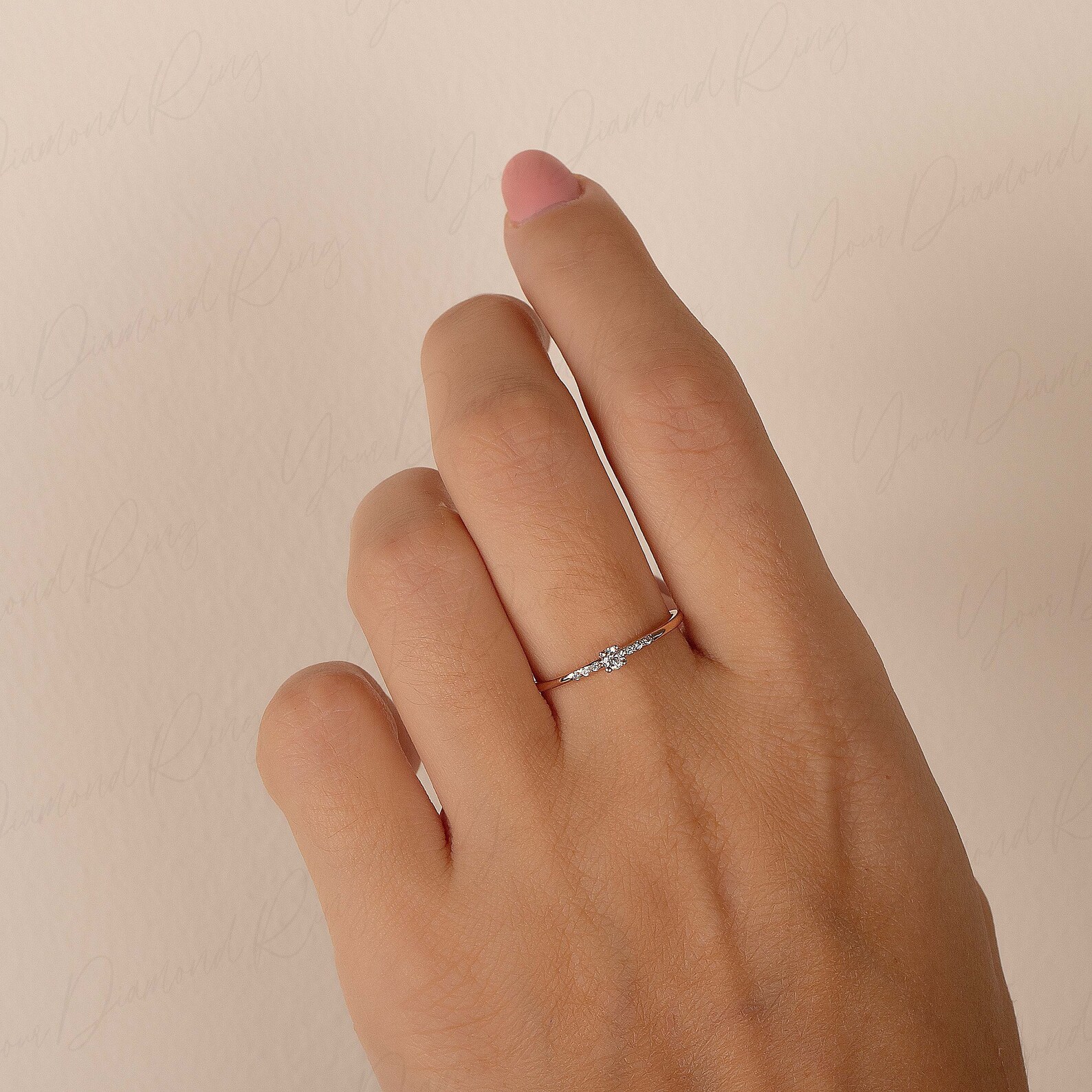 Rose Gold Diamond Engagement Ring Small Diamond Ring Promise - Etsy