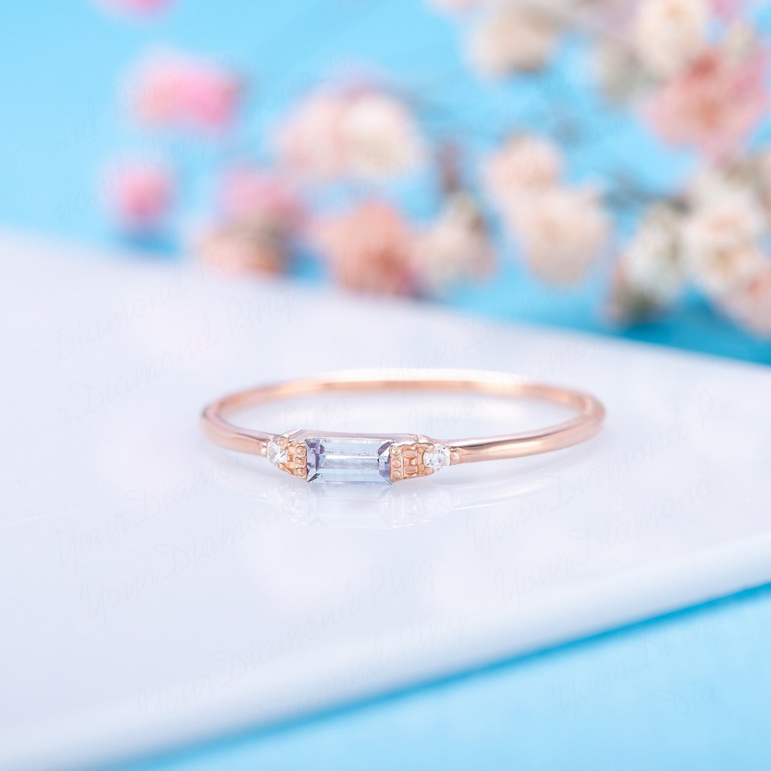 Alexandrite Ring, Dainty Minimalist Alexandrite Engagement Ring, Small ...