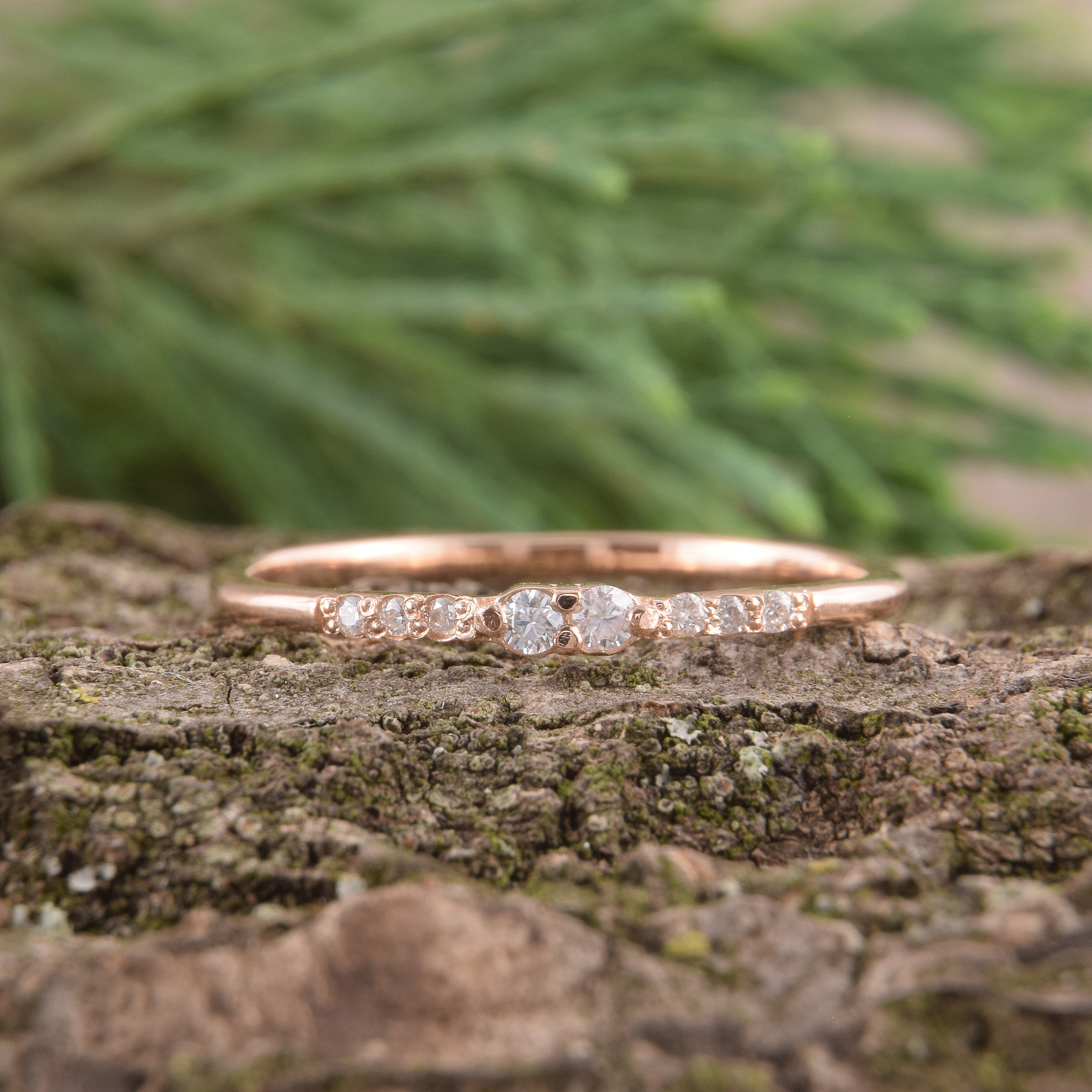 Rose Gold Minimalist Diamond Ring Promise ring for her | Etsy