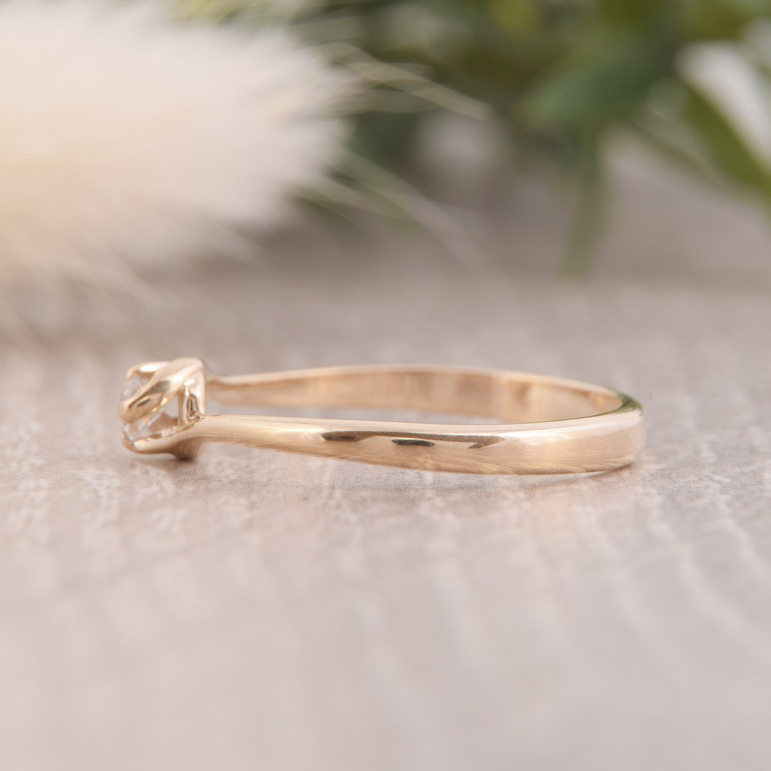 Dainty & simple 14k yellow gold diamond promise ring for her | Etsy