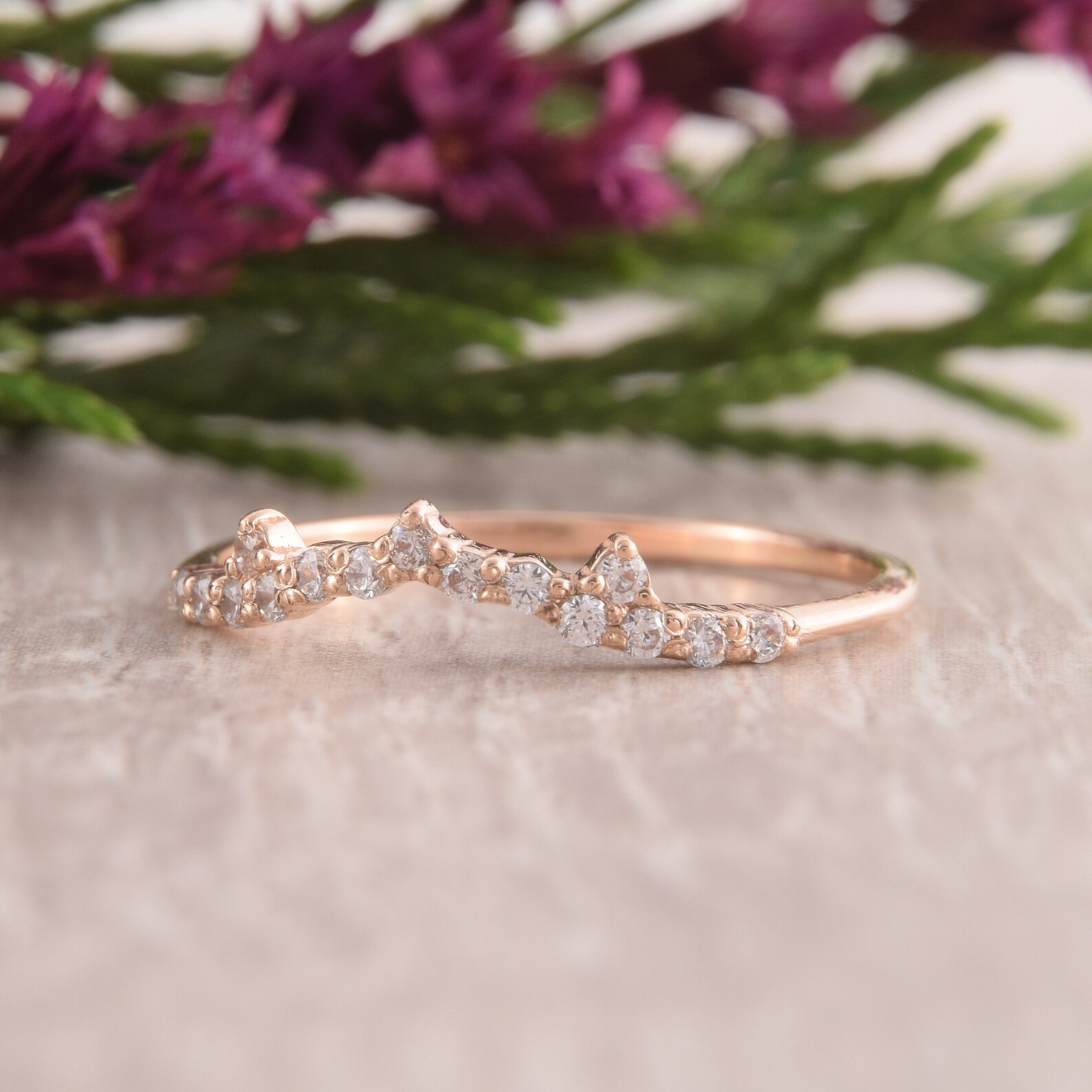 Minimalist Wedding Band Diamond Wedding Band Womens Wedding | Etsy