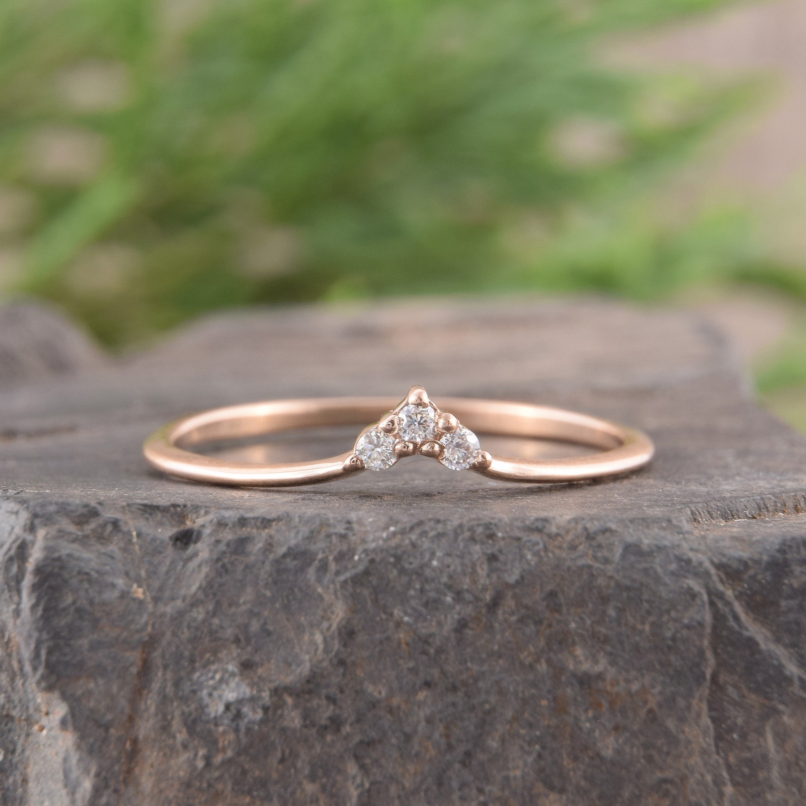 Chevron Diamond Wedding Band Curved Wedding Band Curved - Etsy