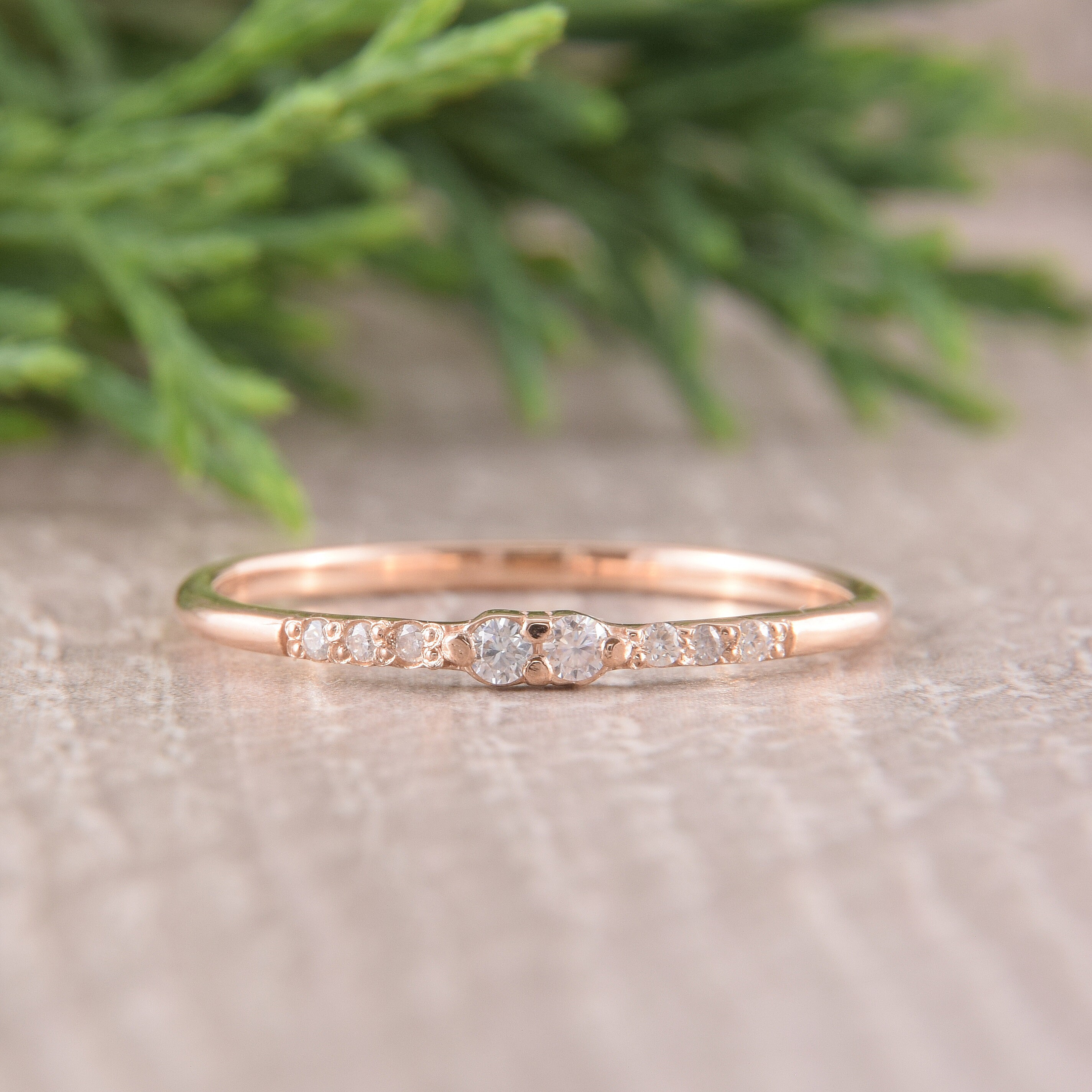 Rose Gold Minimalist Diamond Ring Promise ring for her | Etsy