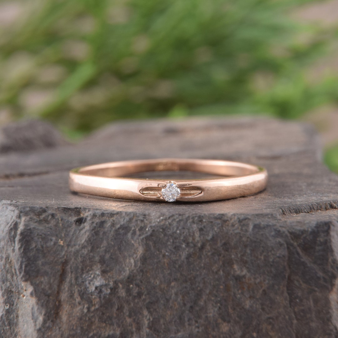 Small Diamond Ring, Promise Ring for Her, Delicate Diamond Ring, Tiny ...