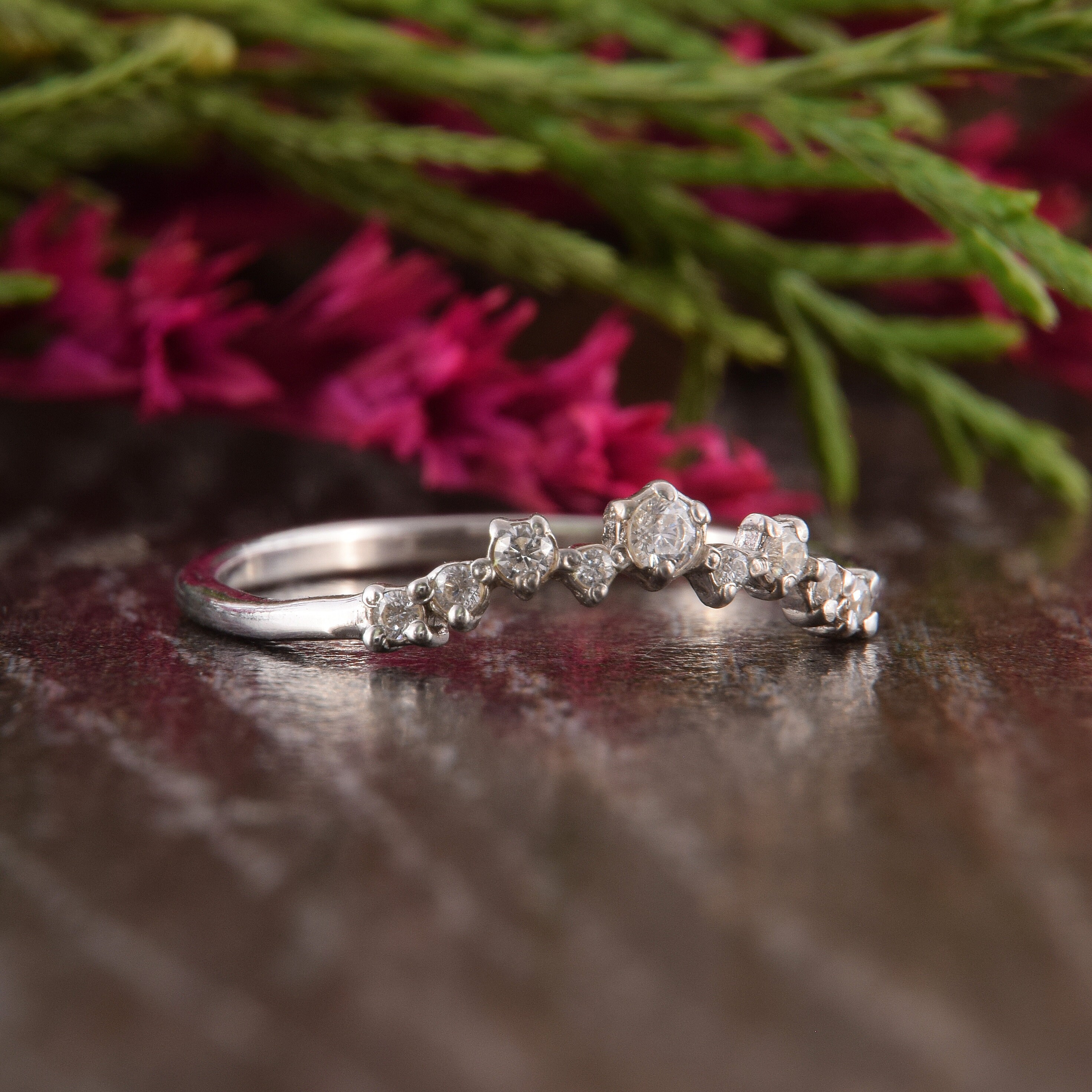 White Gold Diamond Cluster Ring Cluster Engagement Ring | Etsy