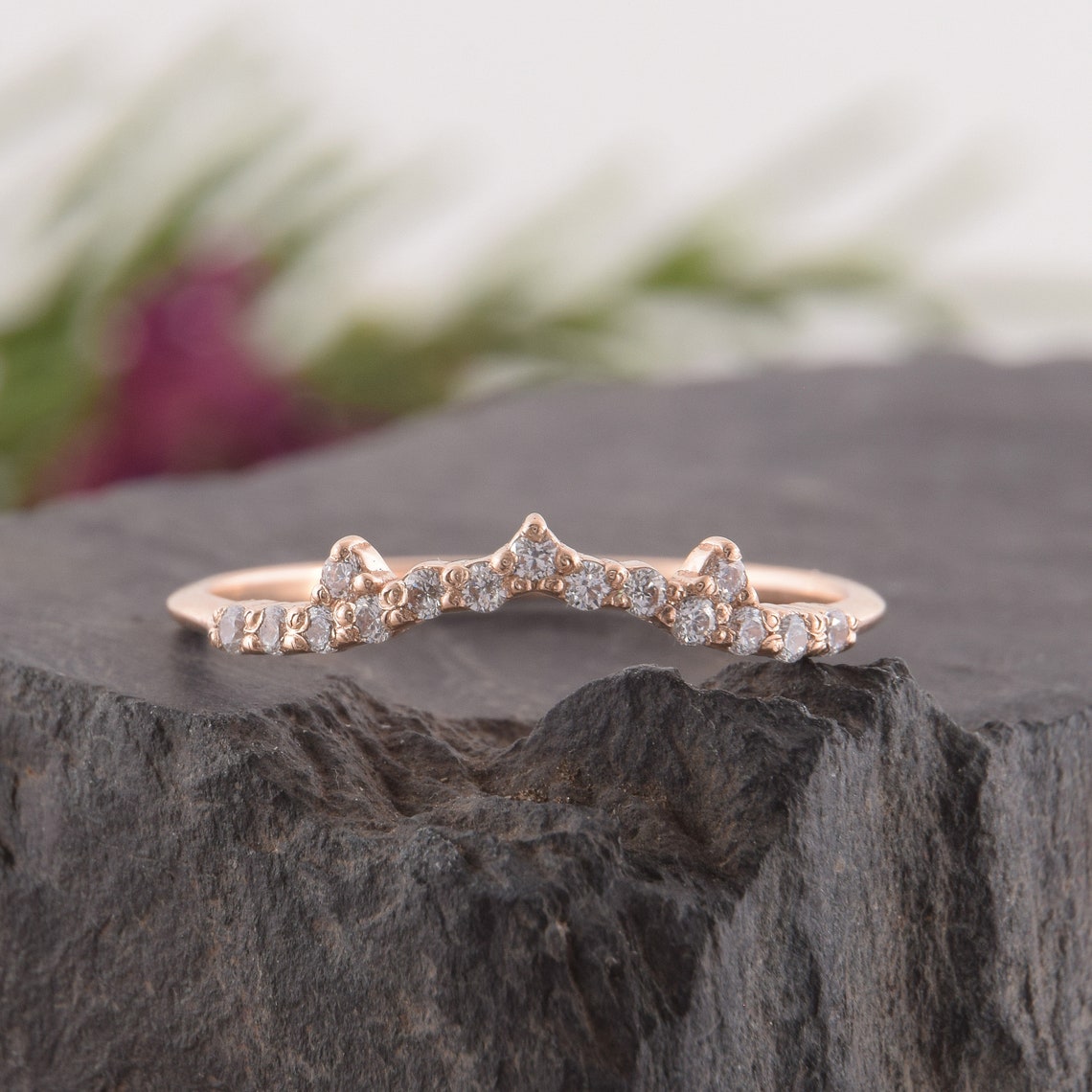 Minimalist Wedding Band Diamond Wedding Band Womens Wedding | Etsy