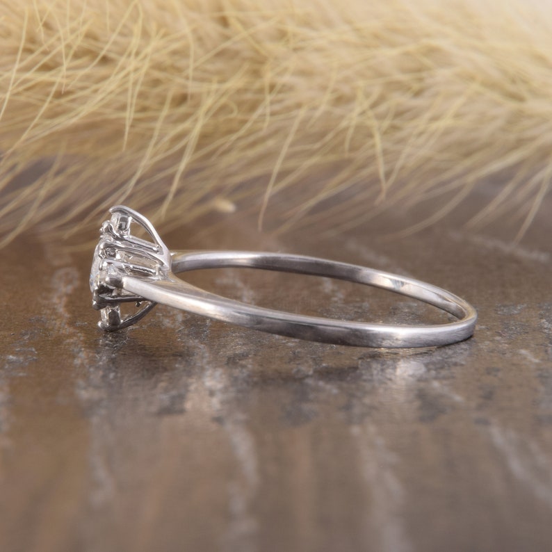 Small & dainty 14k white gold diamond womens promise ring | Etsy