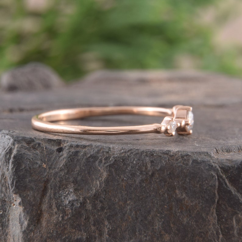Small Diamond Ring Promise Ring for Her Three stone ring | Etsy