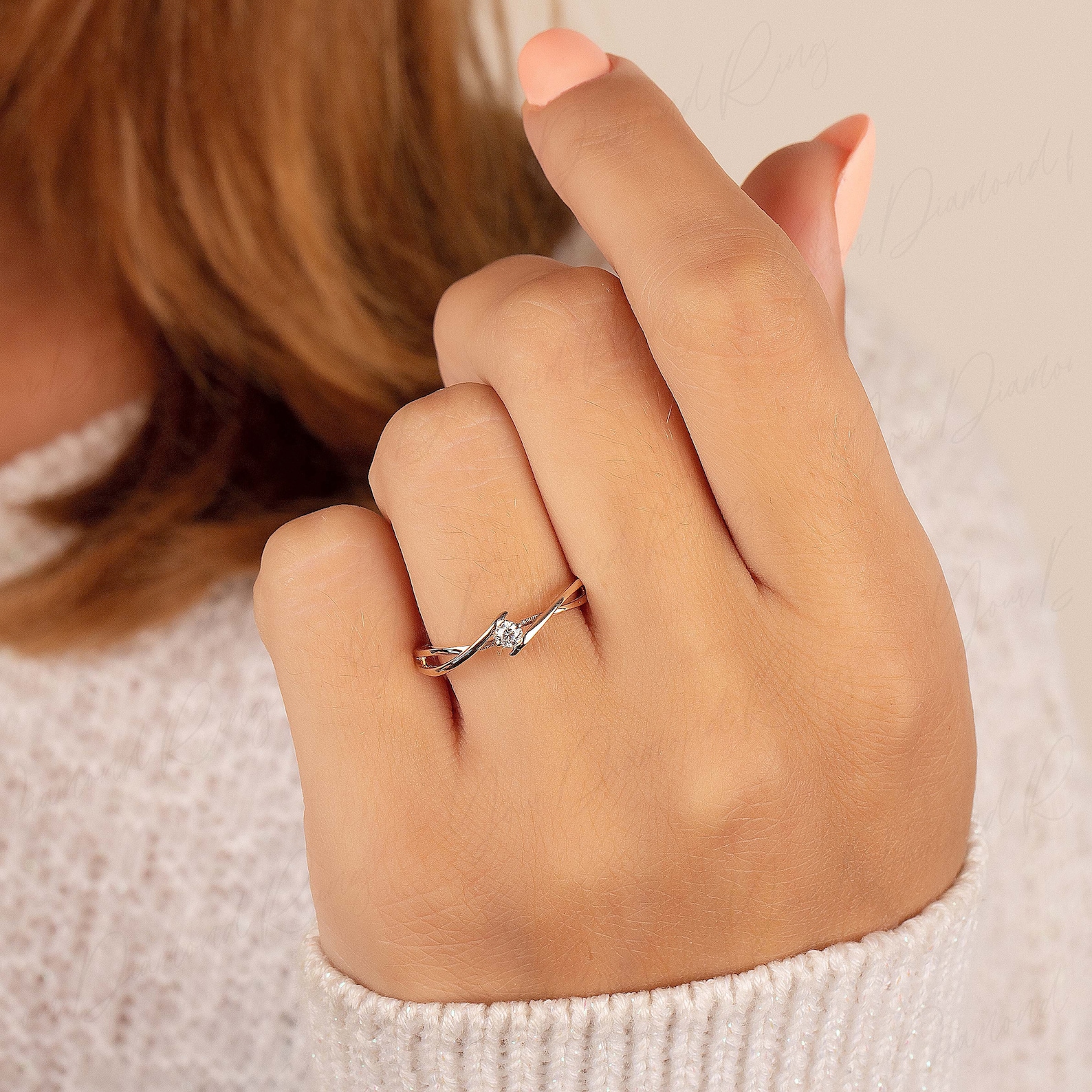 Dainty Diamond Promise Ring for Her Small Diamond Ring - Etsy