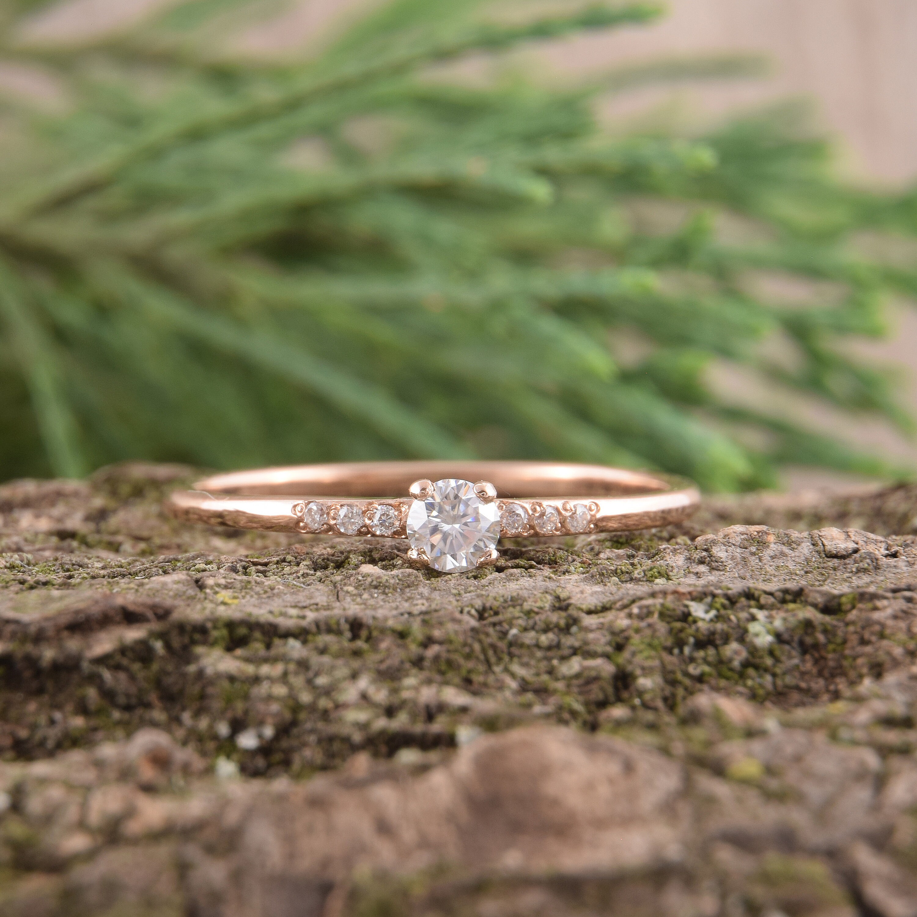 Rose Gold Diamond Engagement Ring Small Diamond Ring Promise | Etsy