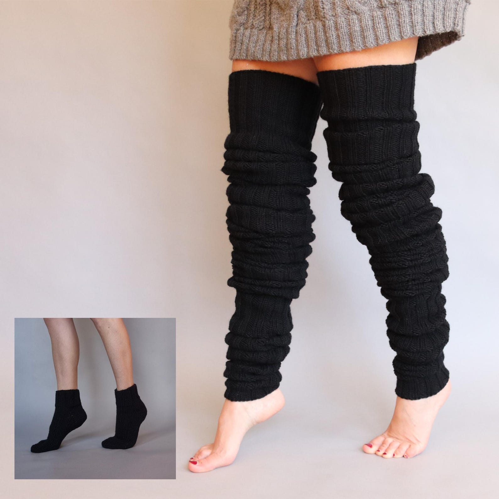 Thigh High Socks Custom, 230cm/ 90 Inches Extra Long Ribbed, Over the ...