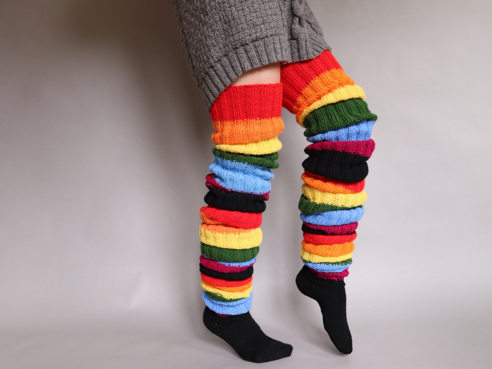 Thigh High Socks Colorful 90 Inches/230cm Extra Long Ribbed - Etsy