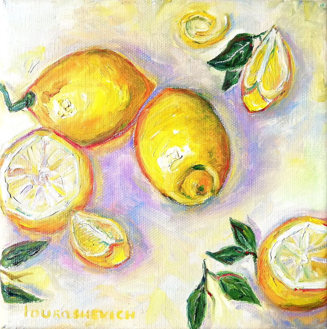 Lemon Painting Original Fruit Still Life Small Citrus Food Oil on ...