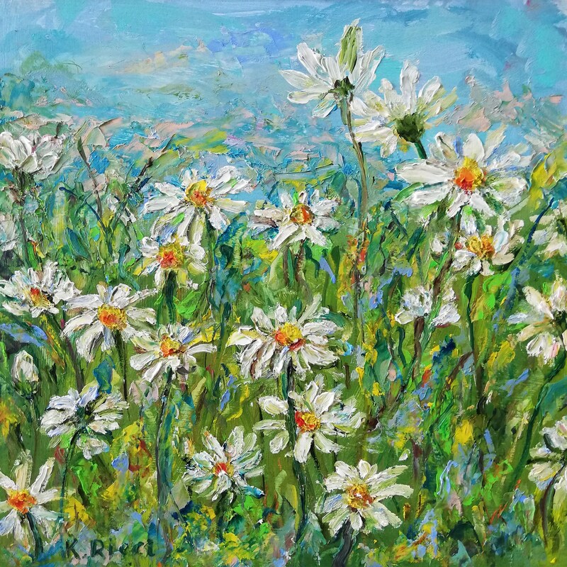 White Daisy Painting - Etsy