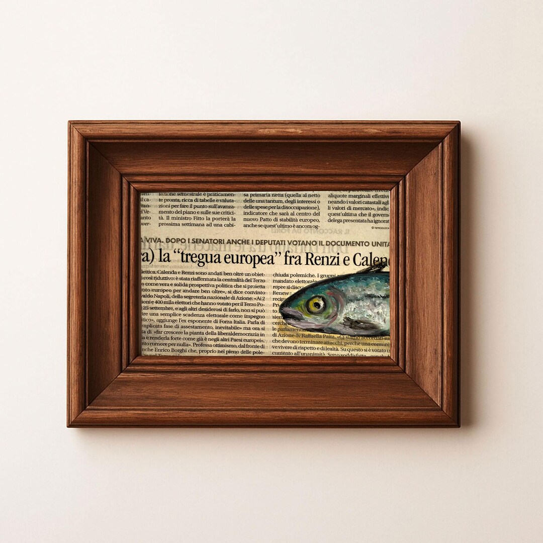Anchovy Oil Painting: Small Still Life, Newspaper Art (4x6") - Etsy