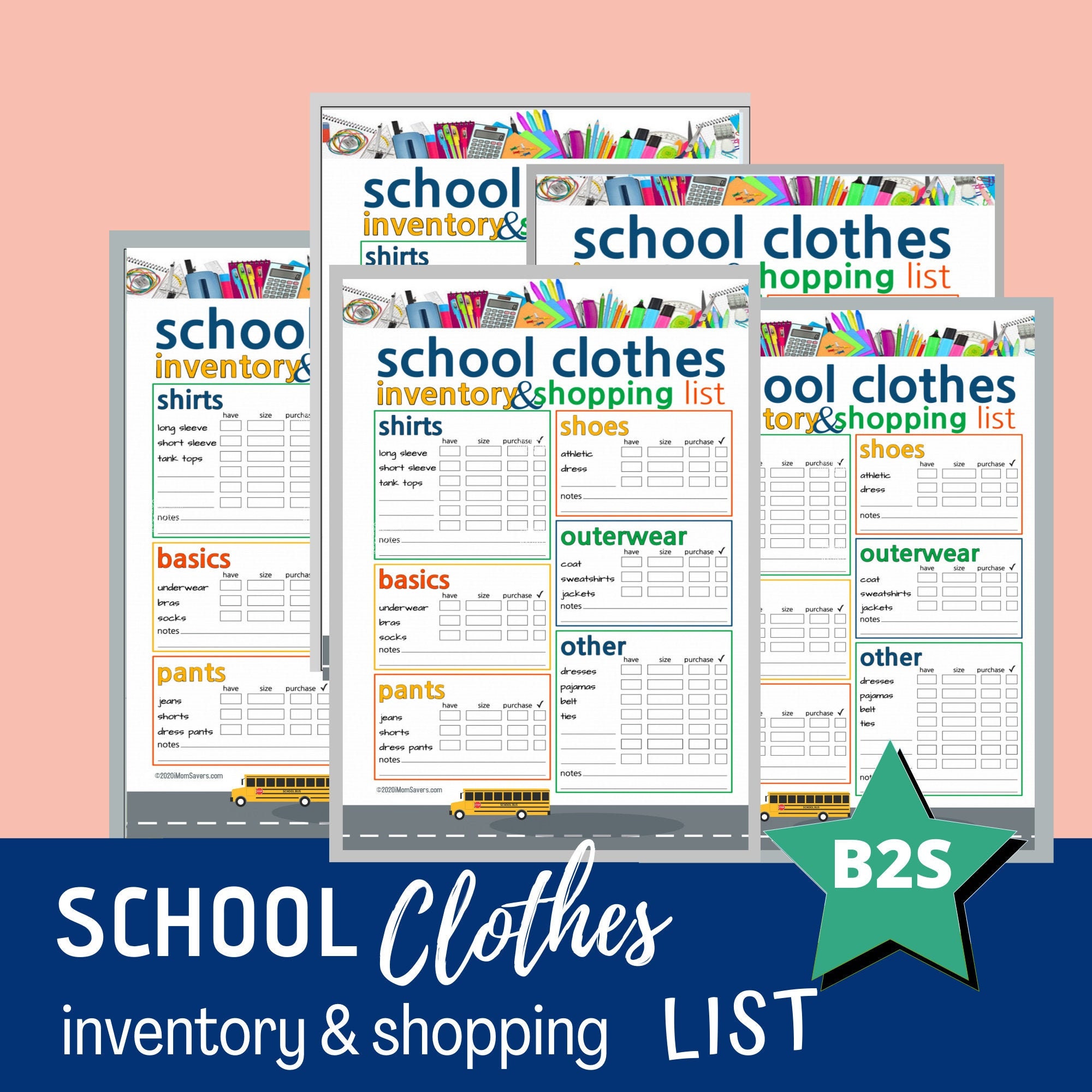 School Clothes Inventory & Shopping List - Etsy
