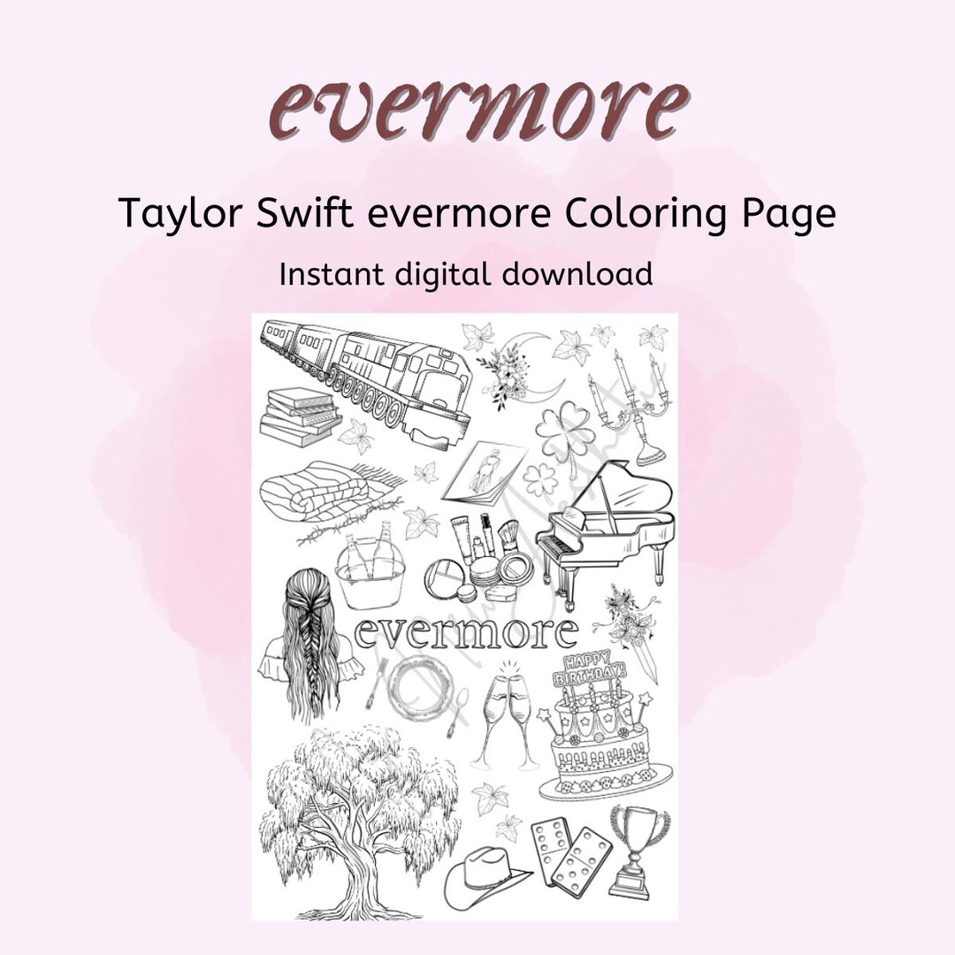 Taylor Eras Coloring Page - Evermore Era | Digital Download | Detailed ...