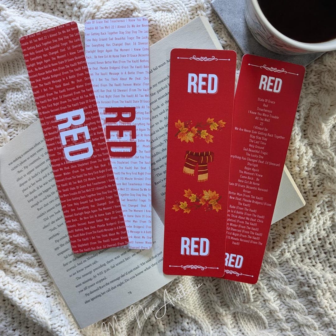 Red Album Inspired Bookmarks | 2 Designs - Tracklist and Artwork ...