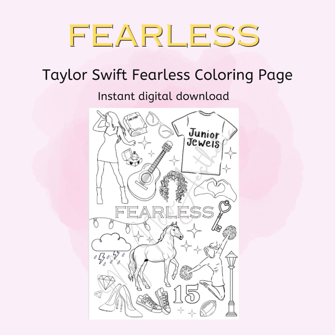 Taylor Swift Eras Coloring Page Fearless Era Digital Download Detailed ...