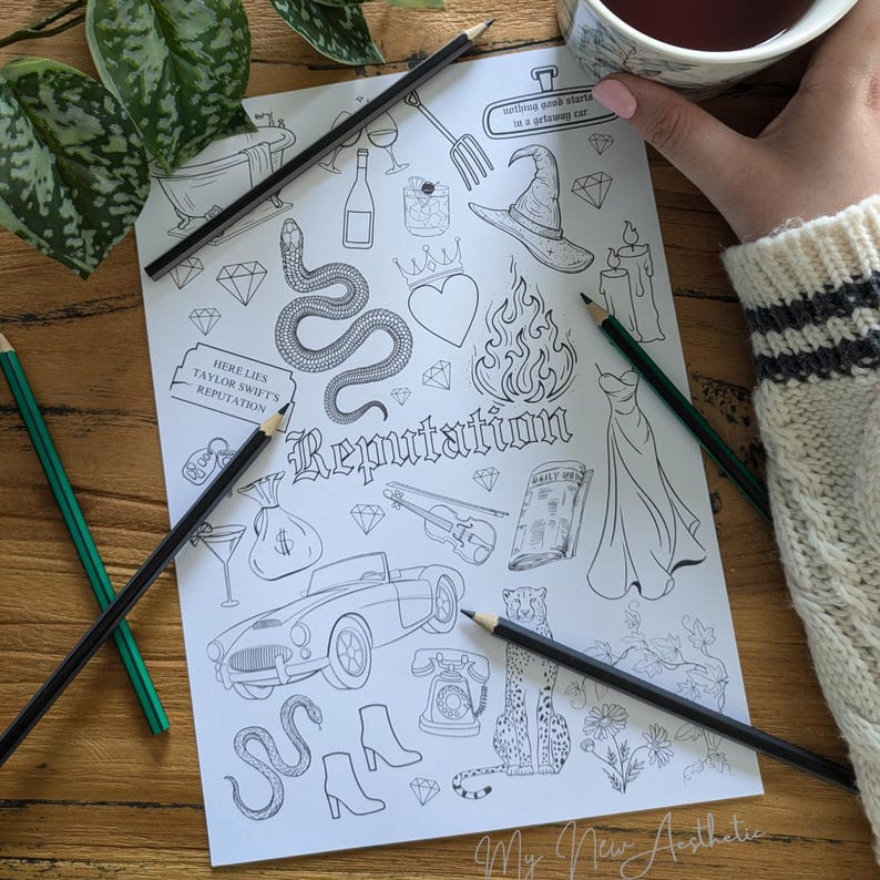 Taylor Eras Coloring Page - Reputation Era | Digital Download ...
