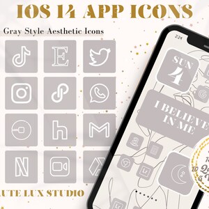 155 IOS 14 App Icons Gray White Style Aesthetic iPhone Home - Etsy