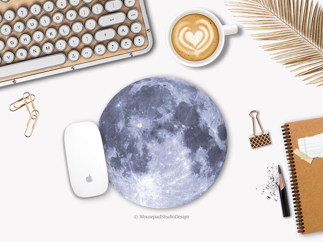 Moon Mouse Pad, Round Mouse Pad, Full Moon Mouse Pad, Office Accessory ...