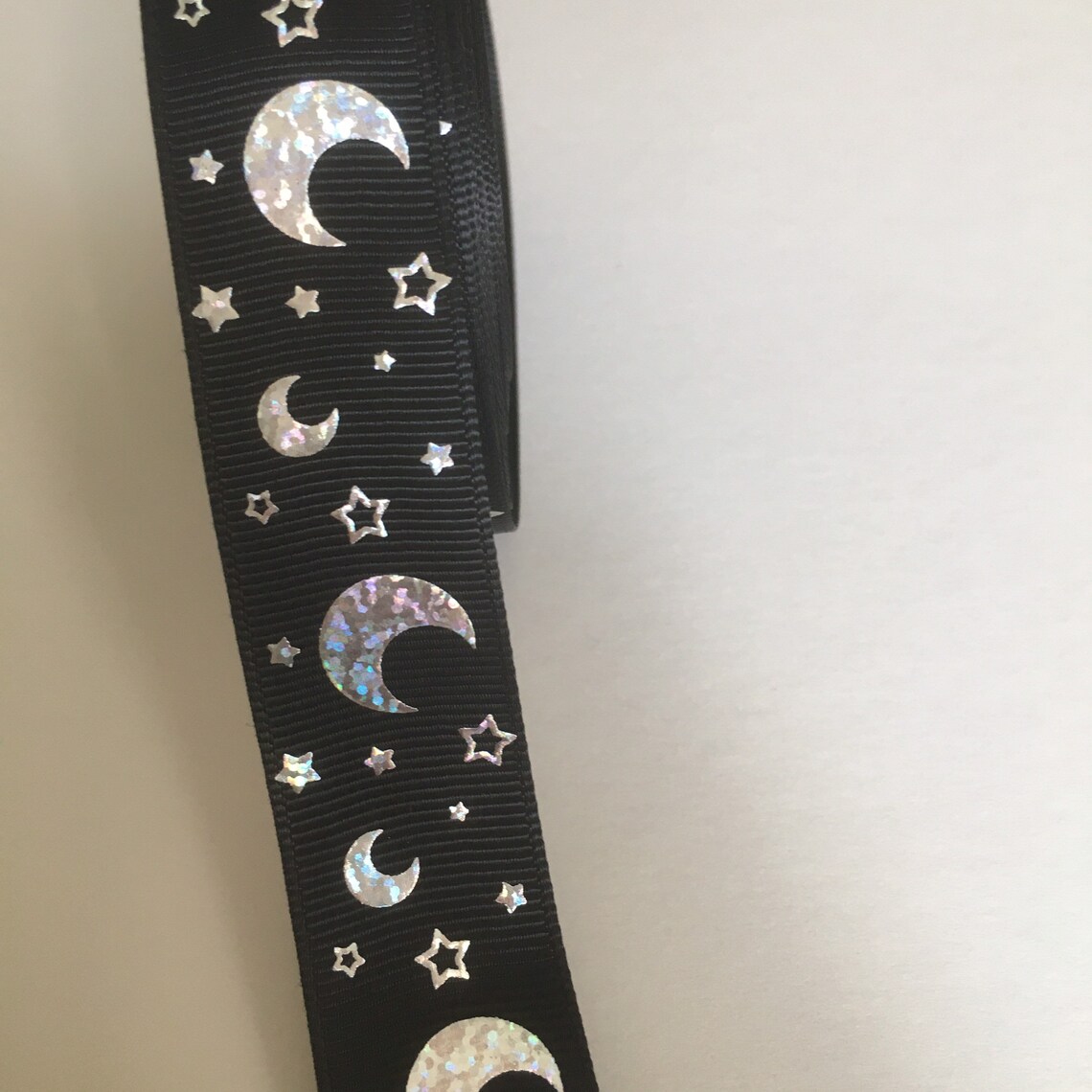2m Moons Stars Foil Black Ribbon 25mm Grosgrain Ribbon 1 - Etsy UK