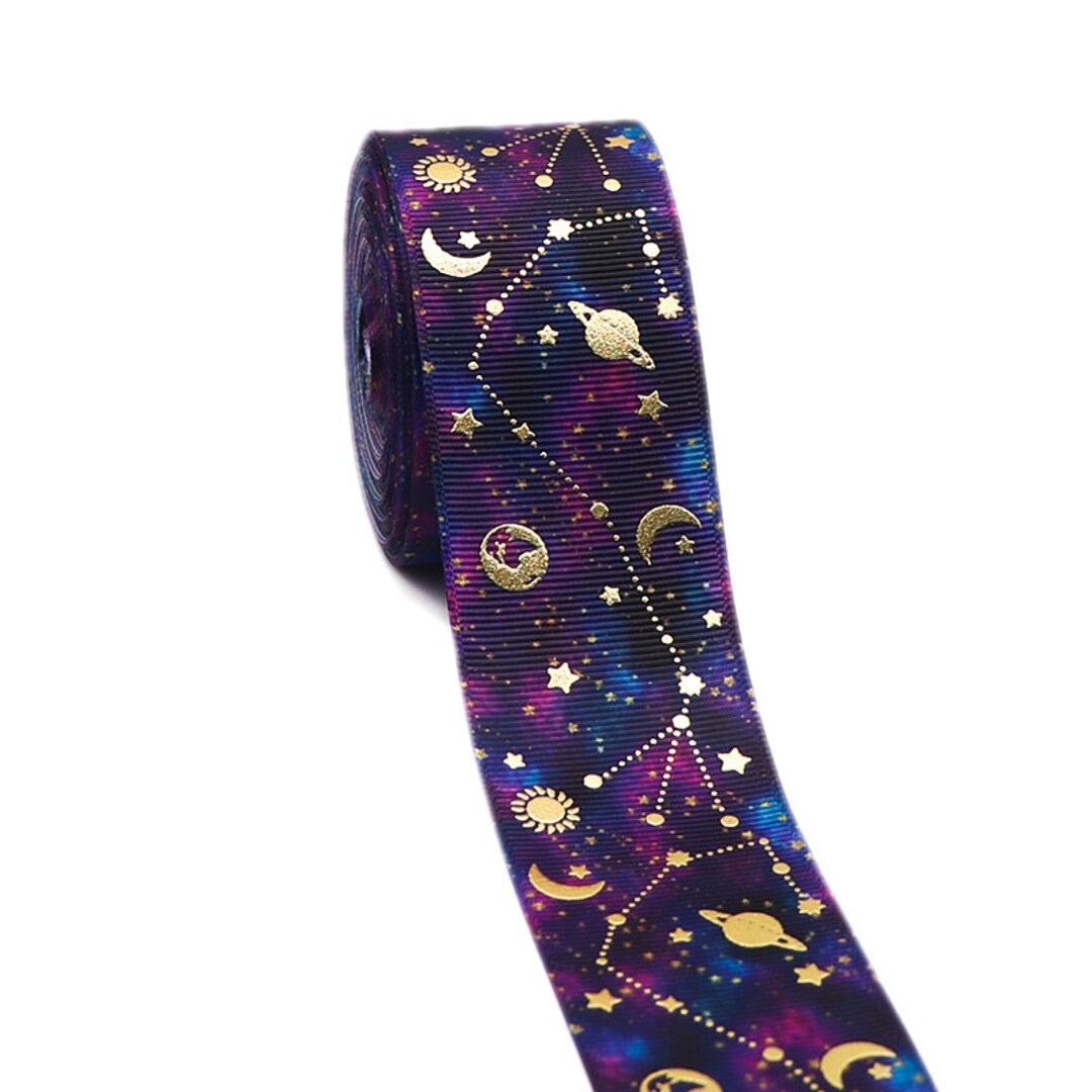 38mm Galaxy Space Constellation Moons Stars Foil Blue Pink Purple ...